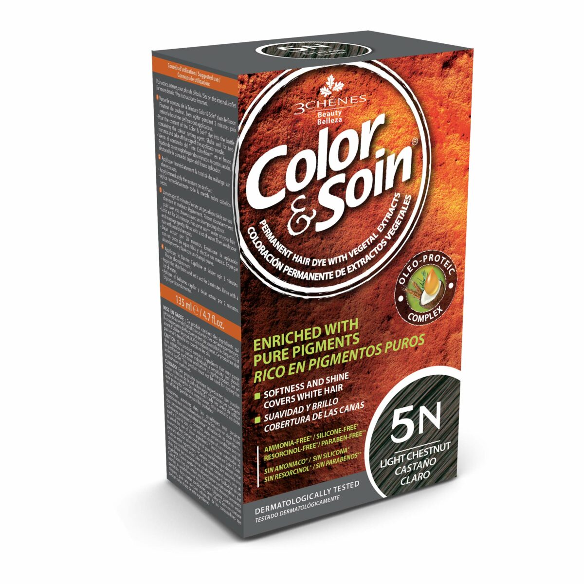 3 Chênes Color et Soin Coloration Permanente Châtain Clair 5N - MaPara ...