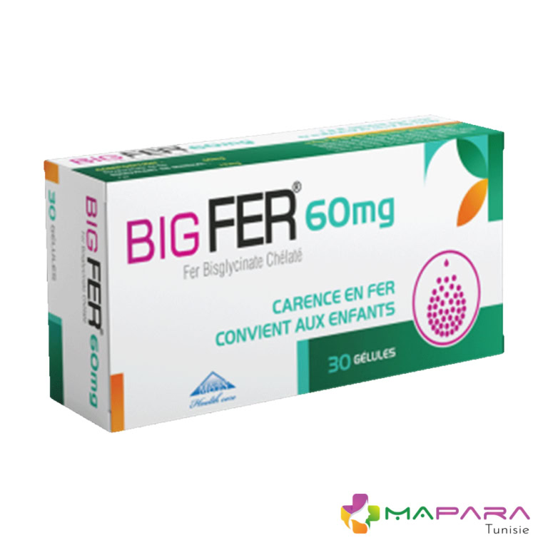 Big Fer 60mg 30 Gélules - MaPara Tunisie