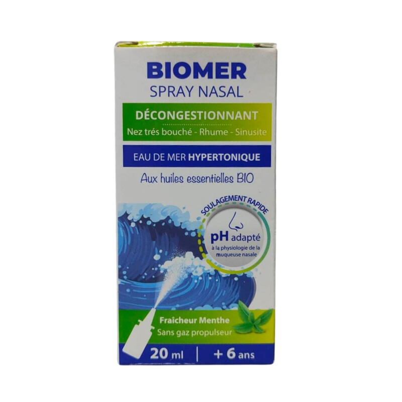 BIOMER Spray Nasal Decongestant Eau De Mer Hypertonique 20ml - MaPara ...