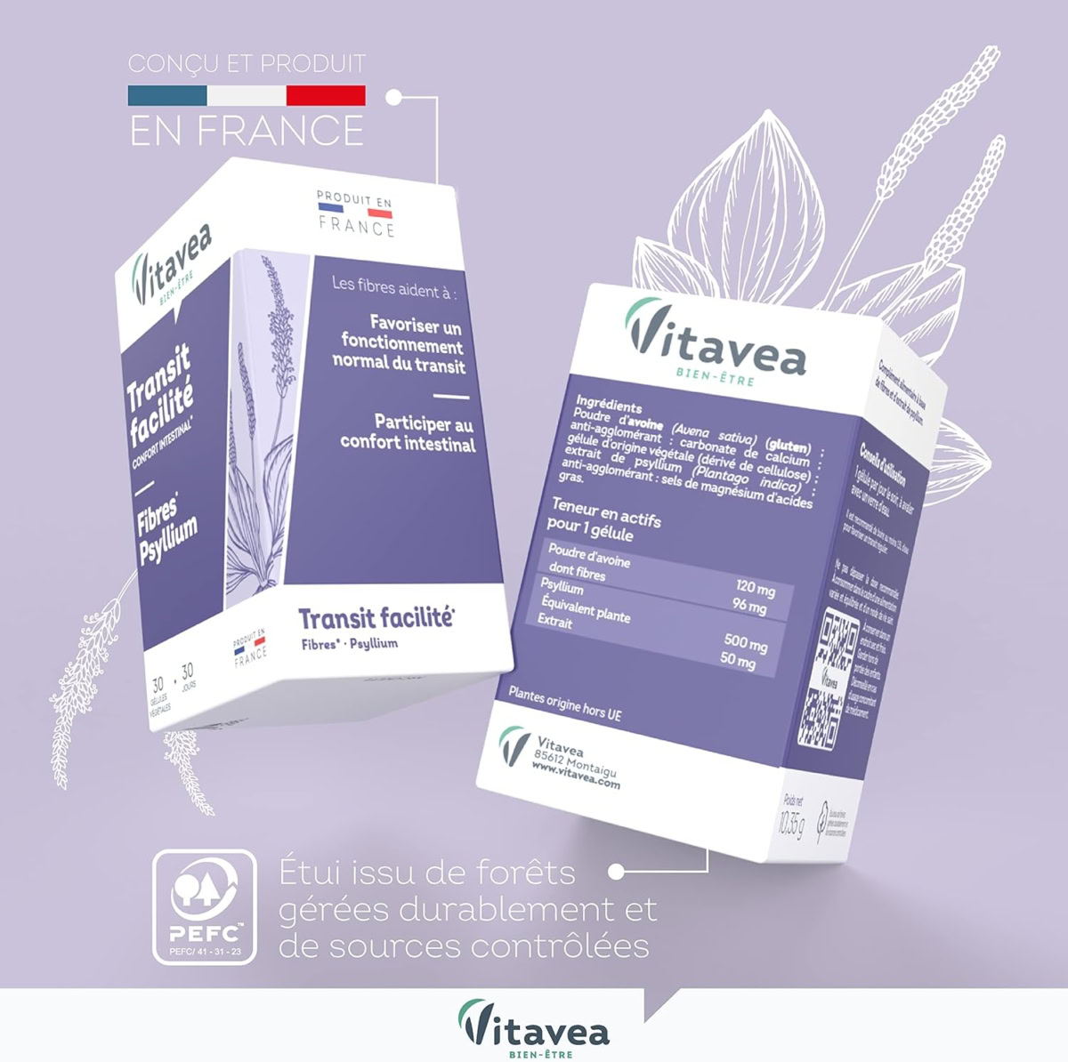 Vitavea Transit Facilité Fibres Psyllium 30 Gélules - MaPara Tunisie
