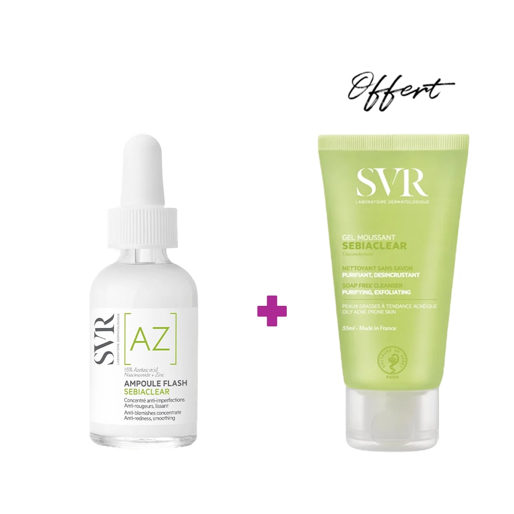 SVR Sebiaclear Ampoule Flash AZ 30ml + Gel Sebiaclear 55ml - MaPara Tunisie