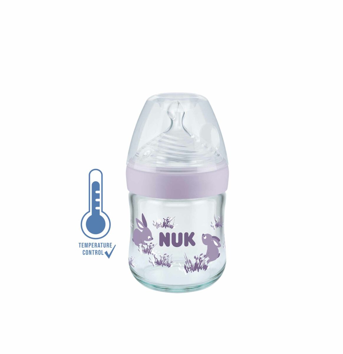 NUK Biberon Nature Sense Avec Temperature Control En Verre Lilas 120 ml - MaPara Tunisie