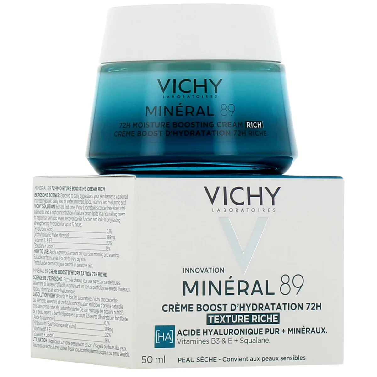 Vichy Minéral 89 Crème Boost D'Hydratation RICHE 72H 50ml - MaPara Tunisie