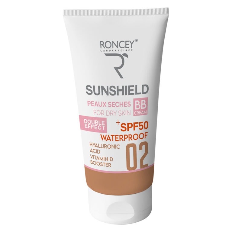 Roncey Ecran Sunshield Waterproof Peau Sèche SPF50+ Teinte 02 50ml - MaPara Tunisie