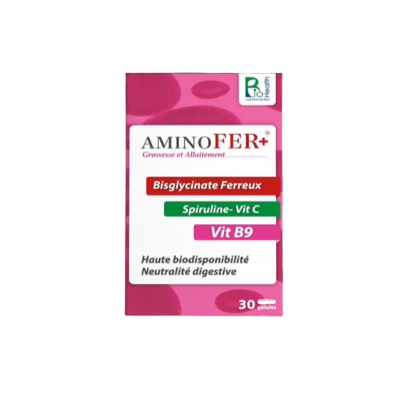 Biohealth Aminofer Plus Grossesse et Allaitement 30 Gélules - MaPara ...