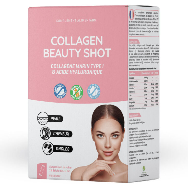 Collagen Beauty Shots Collagène Marin et Acide Hyaluronique 14 Sticks ...