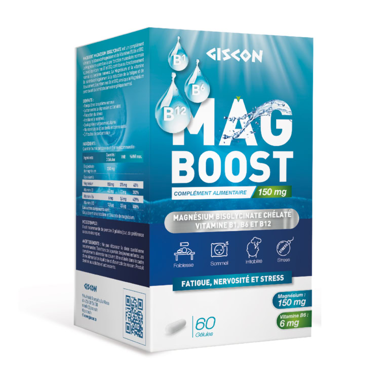 MagBoost Magnésium Bisglycinate 60 gélules - MaPara Tunisie