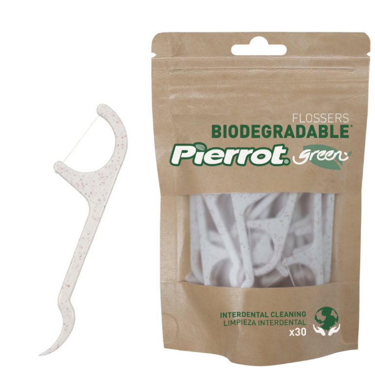 Pierrot Flossers Green Biodegradable 30 unités - MaPara Tunisie